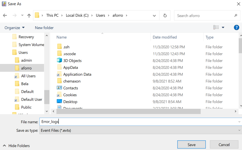 How to collect event logs | Chemaxon Docs